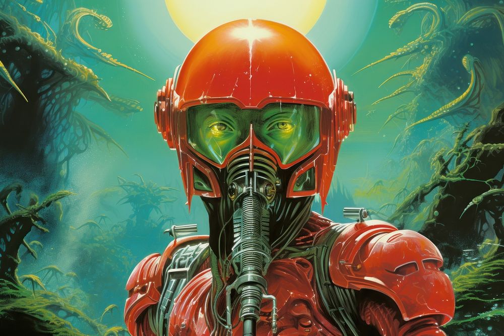 Friendly Aliens helmet alien art. | Free Photo Illustration - rawpixel