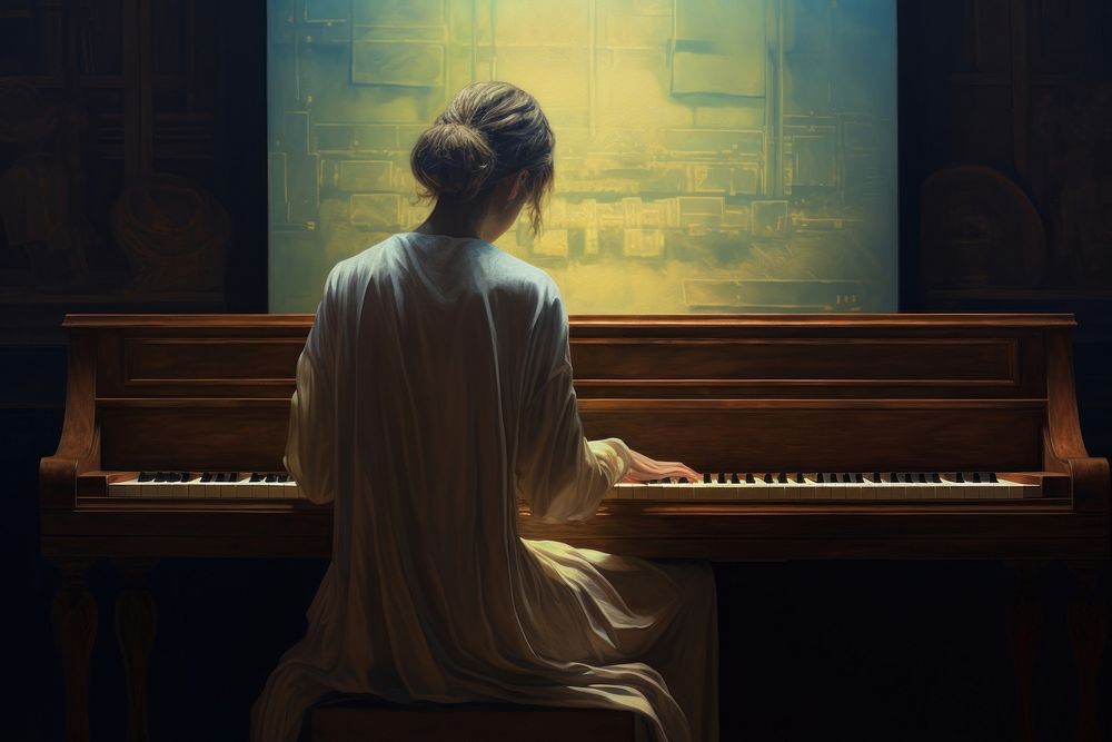 Serene pianist play piano keyboard | Free Photo Illustration - rawpixel