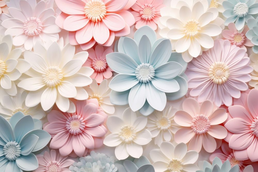 Pastel 3d flower wallpaper pattern | Free Photo Illustration - rawpixel