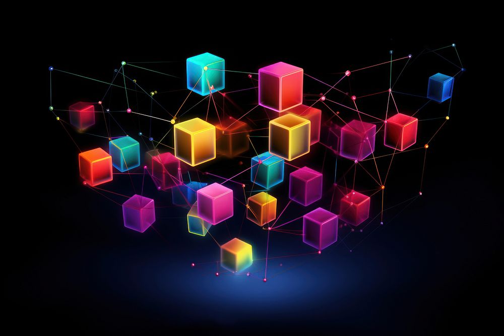 Blockchain light technology black background. | Premium Photo ...