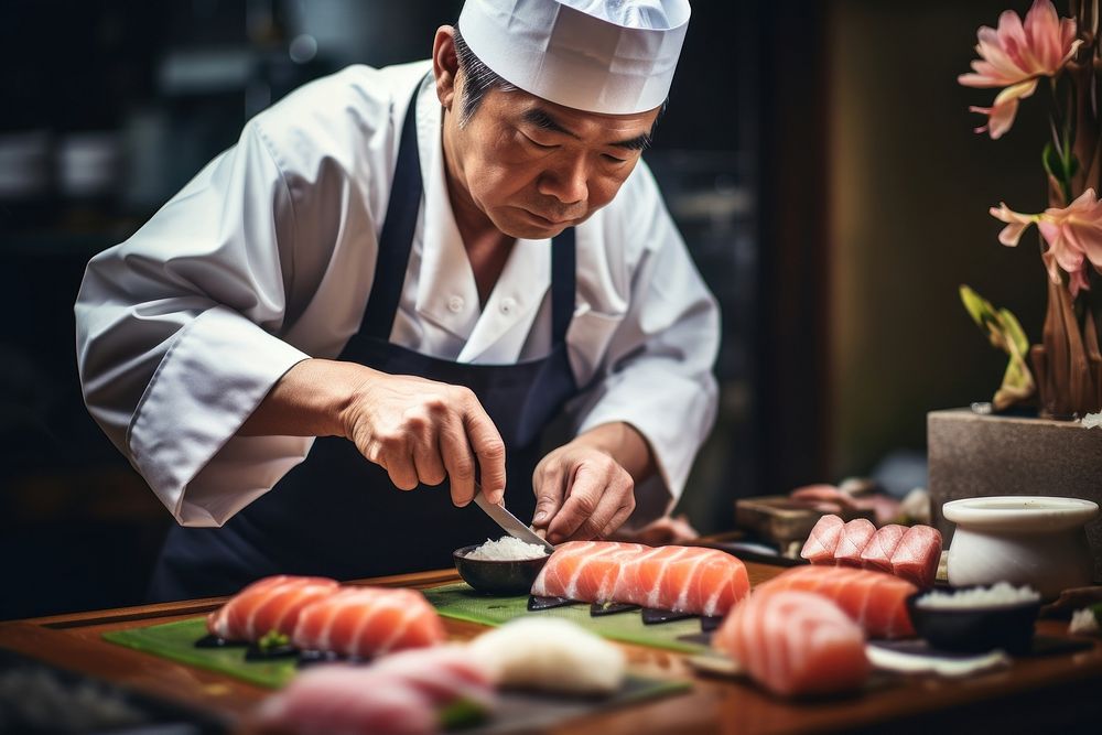 Japanese chef making sushi restaurant | Premium Photo - rawpixel
