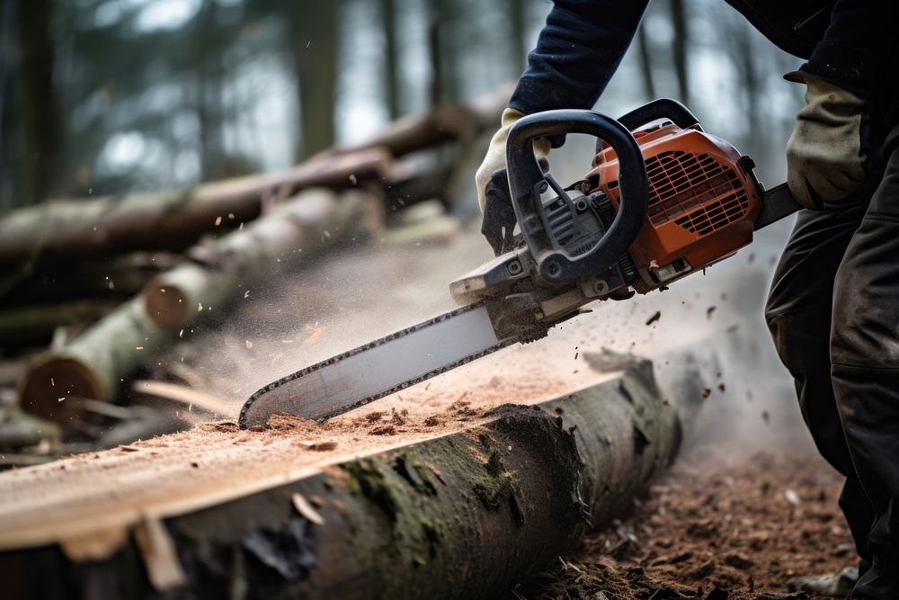 Person using chainsaw cutting lumber | Premium Photo - rawpixel