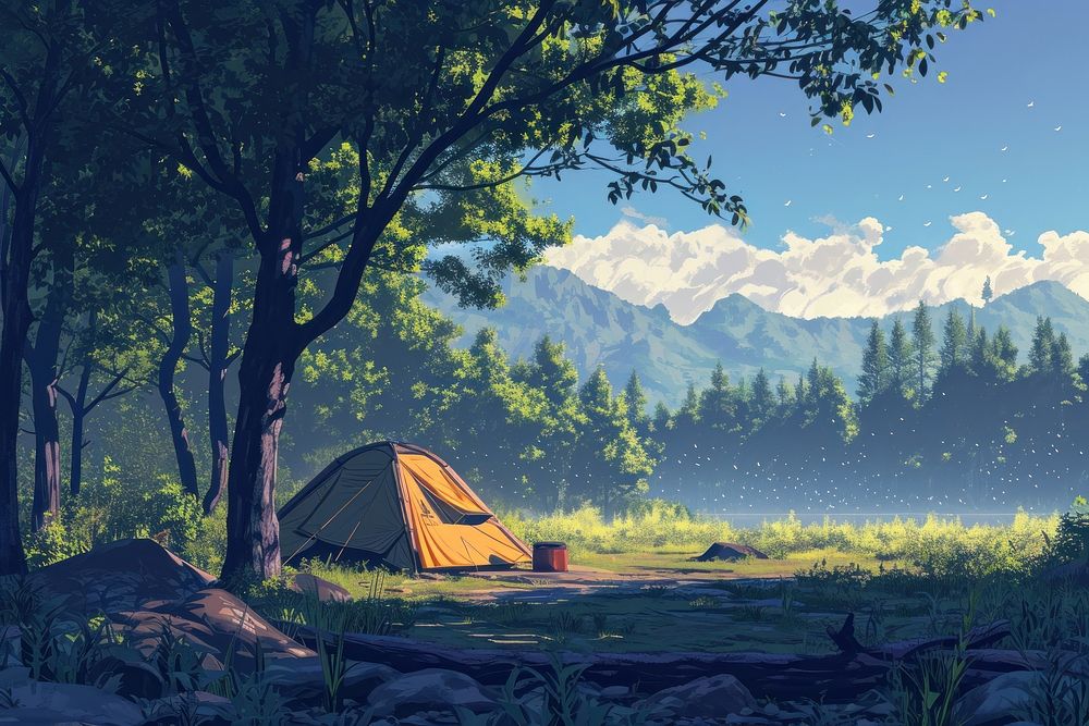 Campsite morning outdoors camping nature. | Free Photo - rawpixel