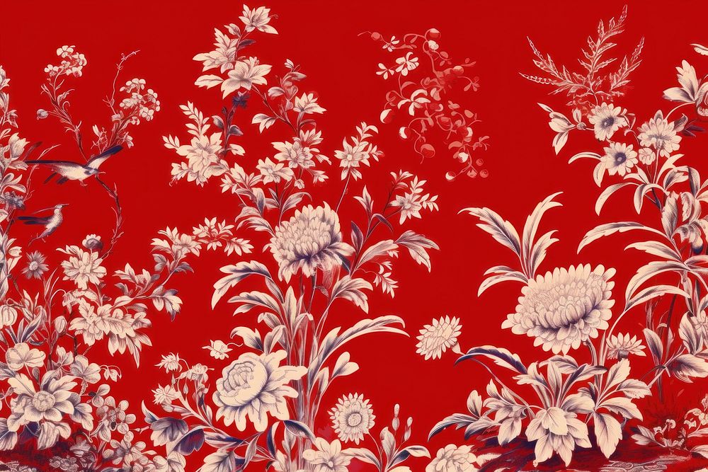 Oriental toile art style flowers | Premium Photo Illustration - rawpixel