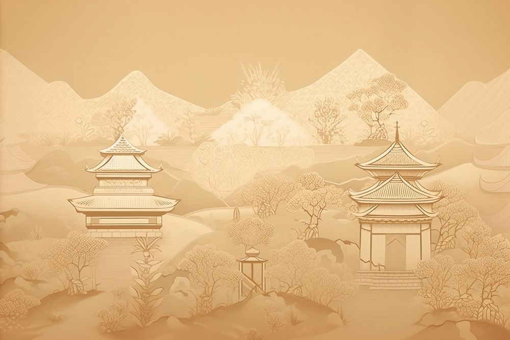 Oriental toile art style pentagon | Free Photo Illustration - rawpixel
