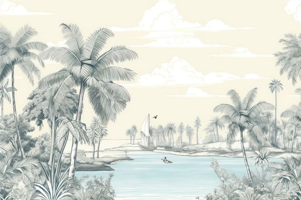 Relax beach landscape outdoors drawing. | Premium Photo Illustration ...