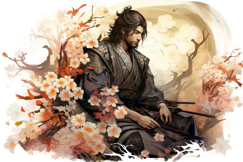 Isolated samurai flower painting plant. | Free Photo Illustration ...