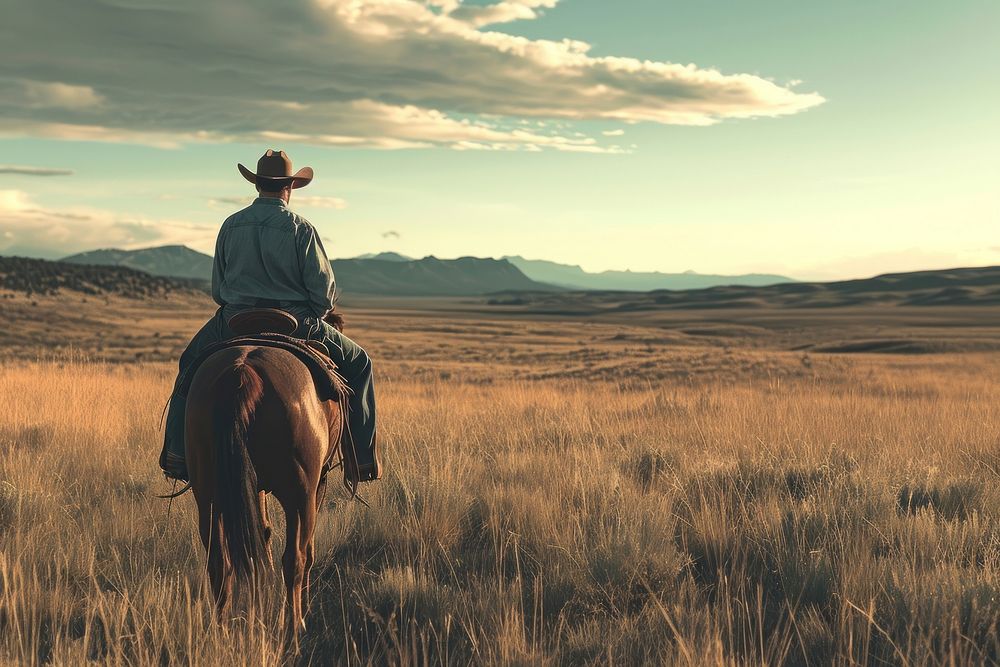 cowboy America mammal animal horse. | Premium Photo - rawpixel