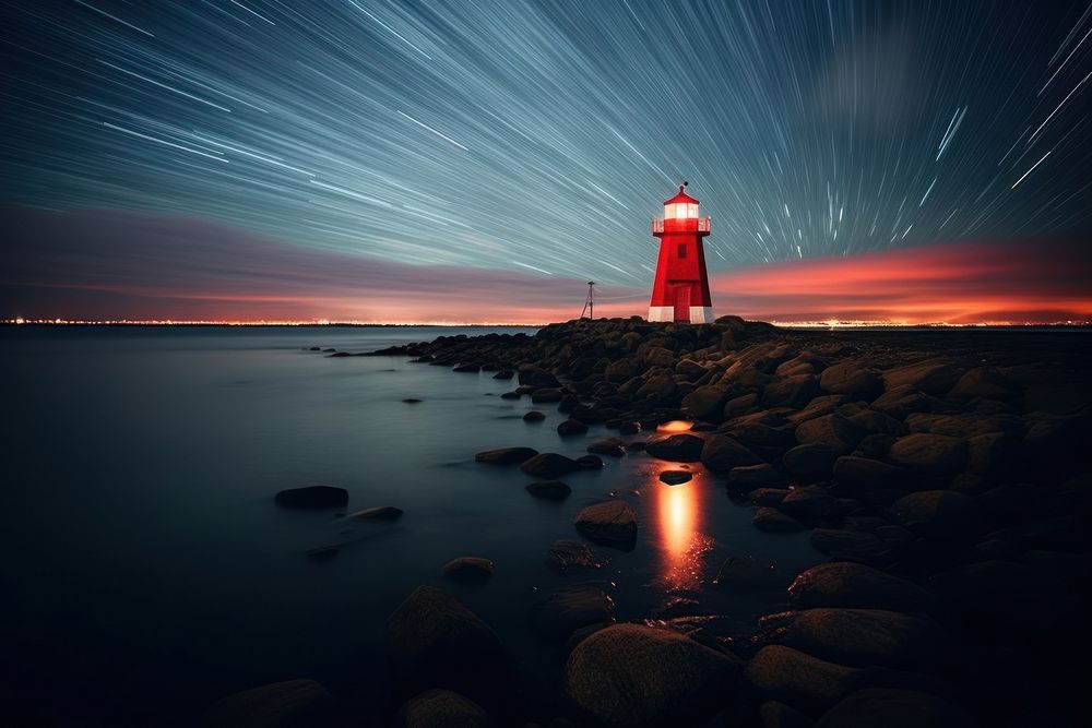 Lighthouse landscape night sky architecture | Free Photo - rawpixel