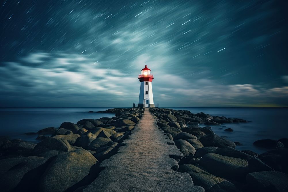 Lighthouse landscape night sky architecture. | Premium Photo - rawpixel
