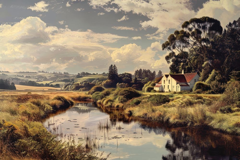 1970s countryside landscape architecture outdoors | Free Photo - rawpixel