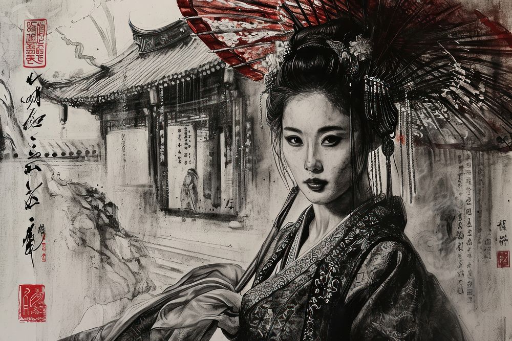 Traditional Asia drawing portrait painting | Free Photo Illustration ...