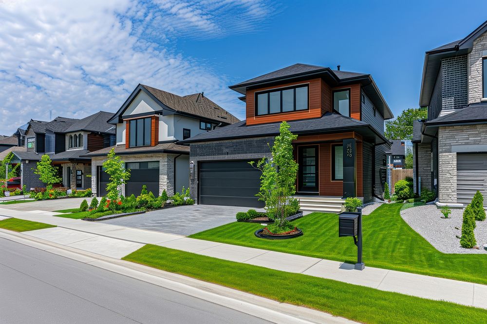 Three contemporary house neighborhood theme | Premium Photo - rawpixel
