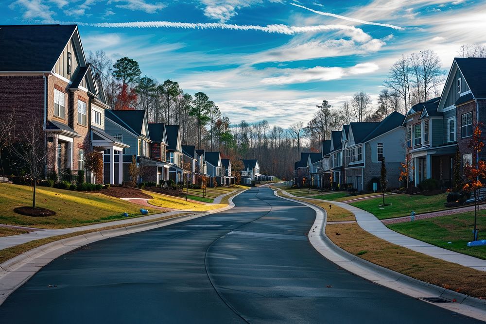 Contemporary neighborhood curve road suburb | Premium Photo - rawpixel