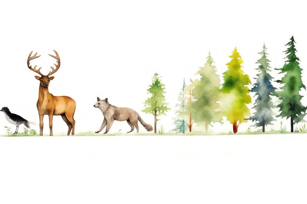 Forest animals panoramic wildlife mammal. | Premium Photo Illustration ...