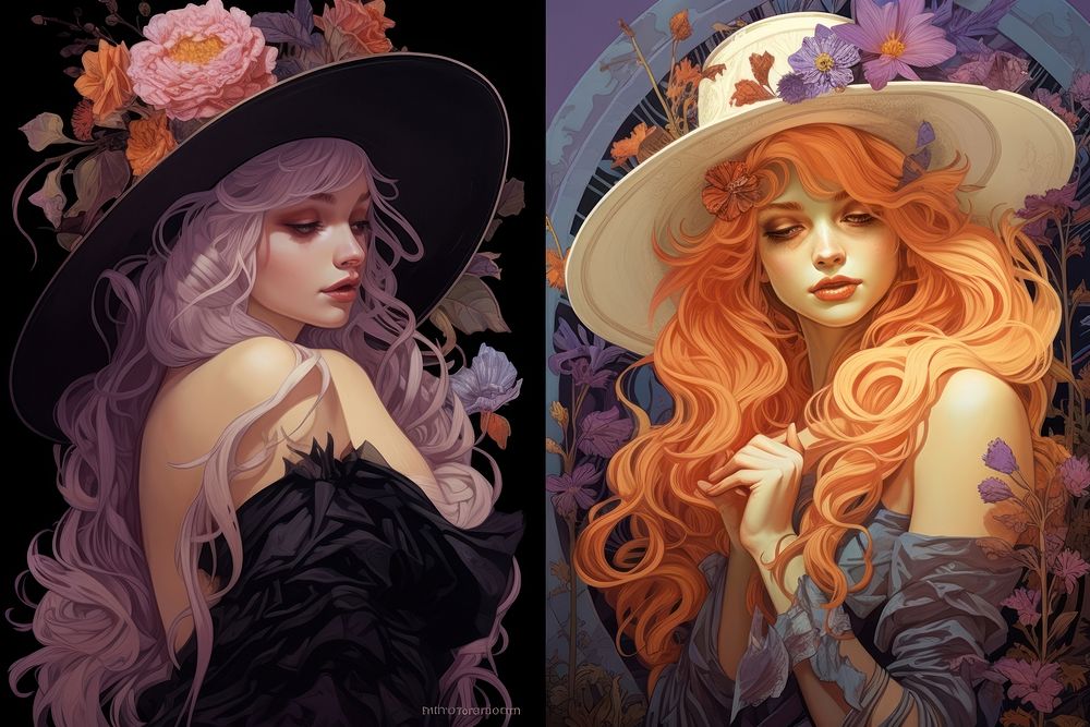 Stunning witch pose art publication | Premium Photo Illustration - rawpixel