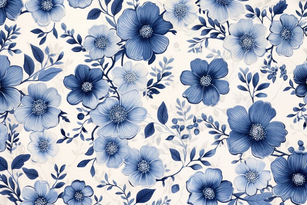 Indigo vintage flowers paper backgrounds | Premium Photo - rawpixel