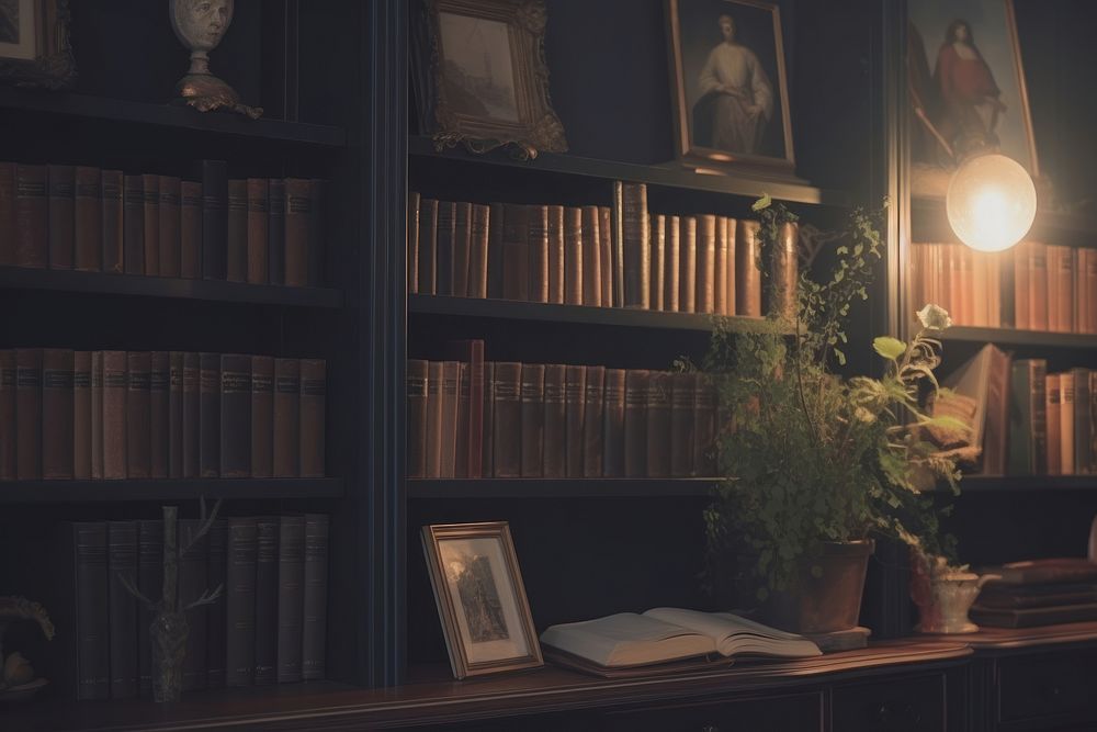 Dark academia publication bookshelf furniture. | Premium Photo - rawpixel