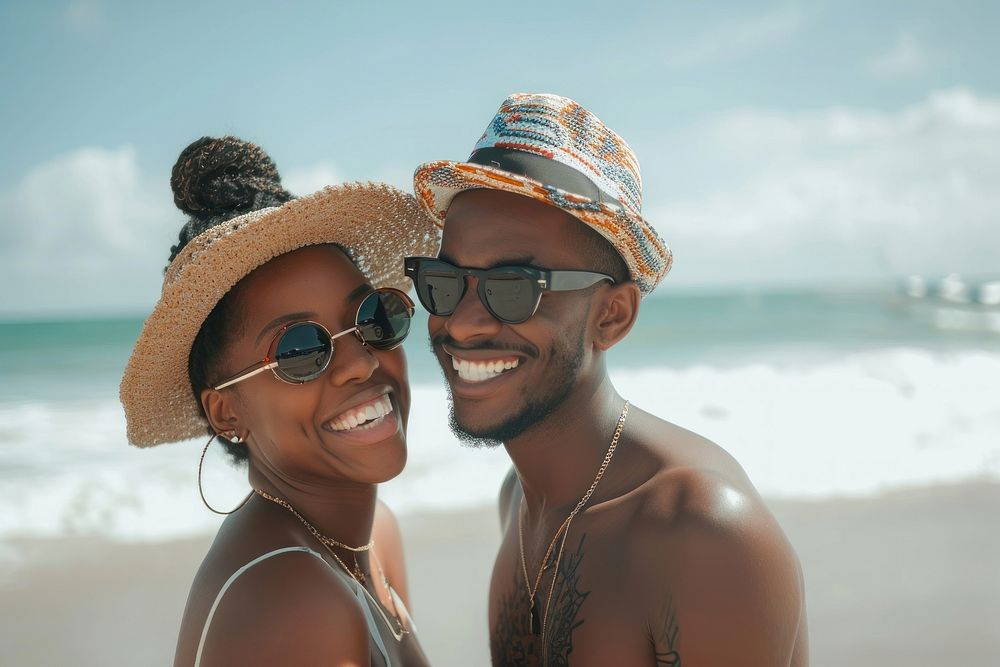 Happy black people traveling beach | Premium Photo - rawpixel