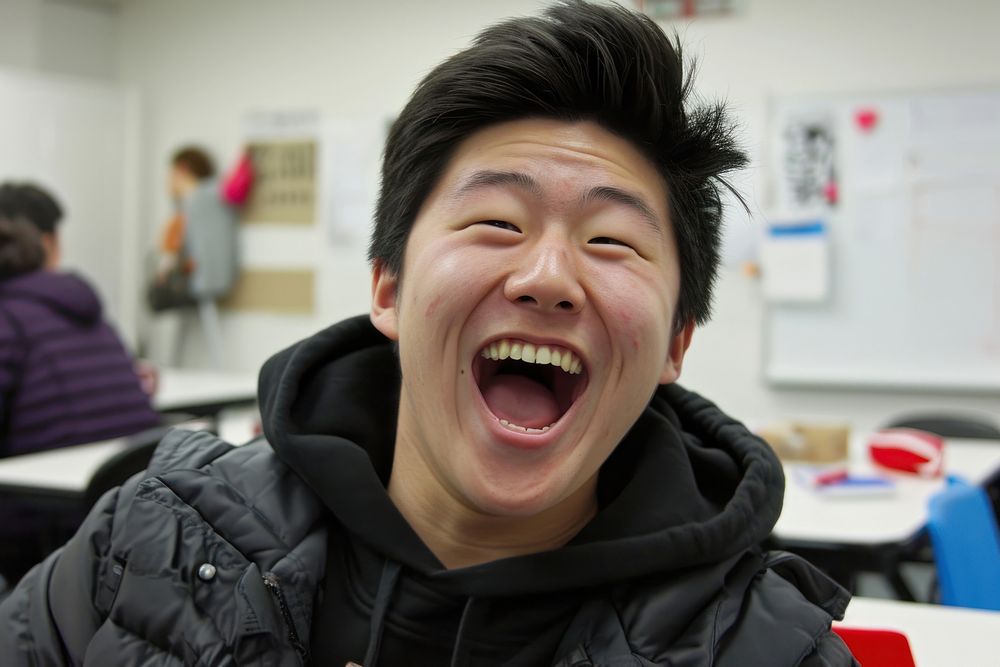 Happy student study classroom laughing | Free Photo - rawpixel