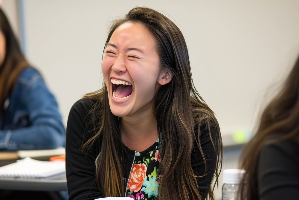 Happy student study classroom laughing | Free Photo - rawpixel