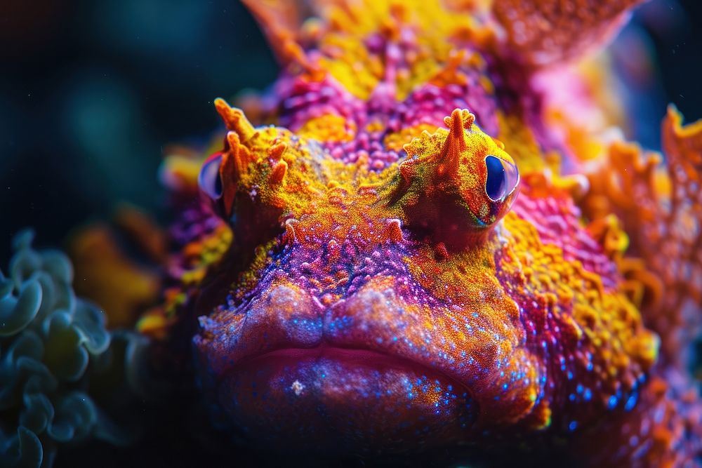 Psychedelic frogfish underwater wildlife outdoors. | Free Photo - rawpixel
