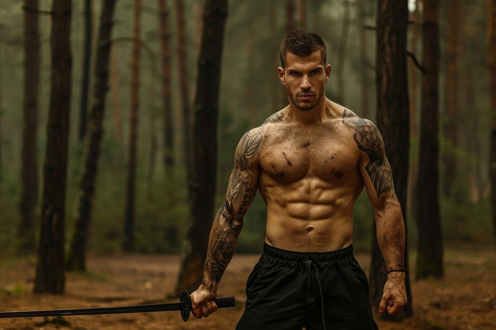 Warrior determination bodybuilding barechested. | Free Photo - rawpixel