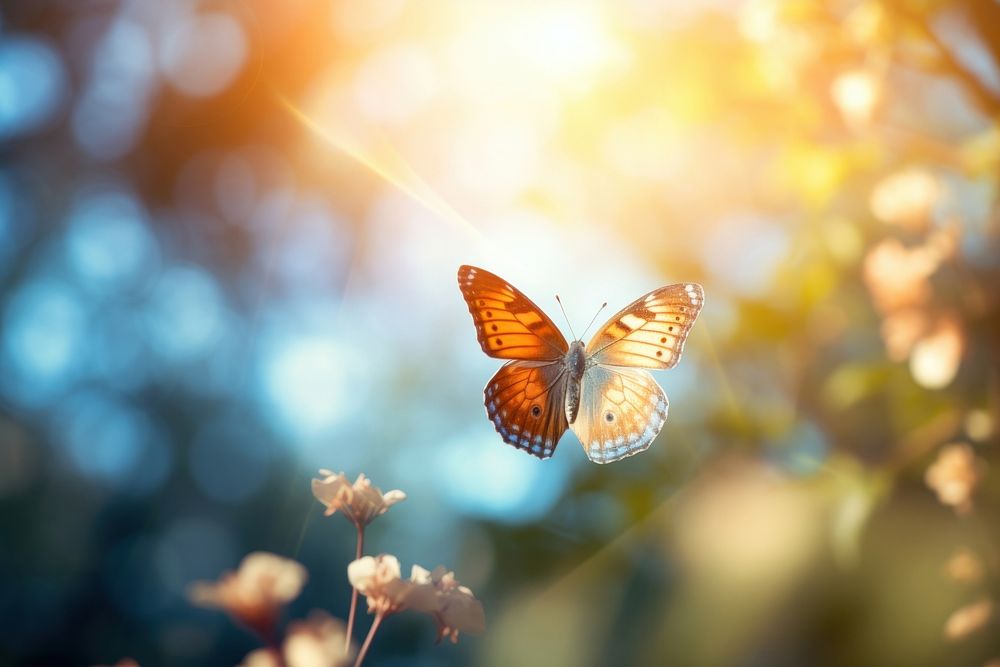 Buttlefly butterfly sunlight outdoors. AI | Premium Photo - rawpixel