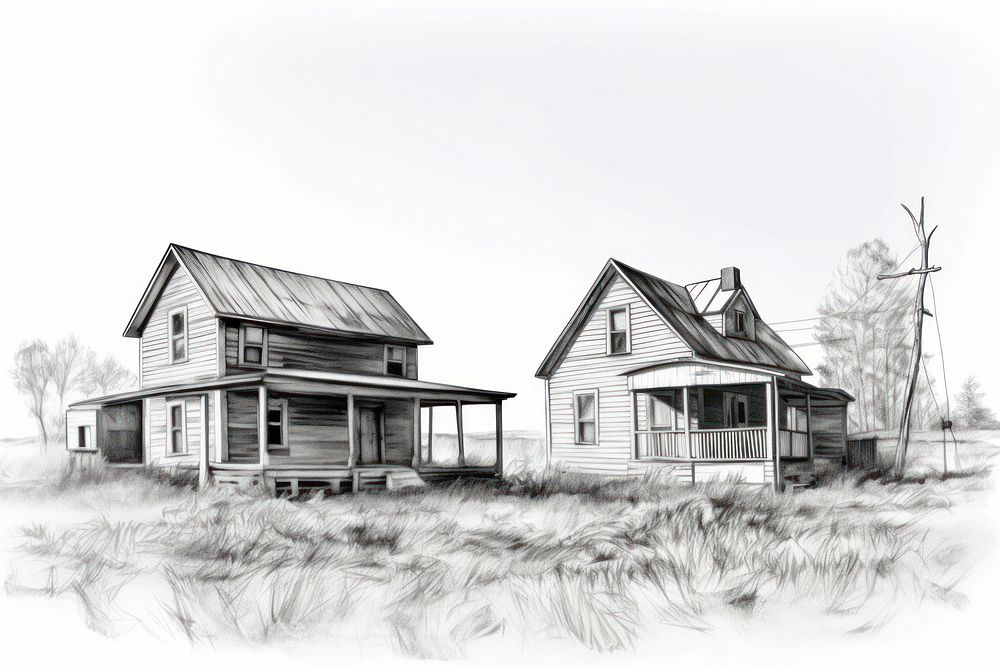 House and barn drawing sketch | Free Photo Illustration - rawpixel