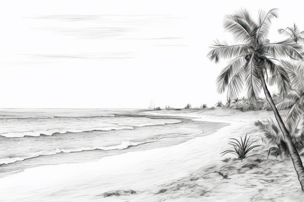 Beach drawing sketch outdoors. AI | Premium Photo Illustration - rawpixel
