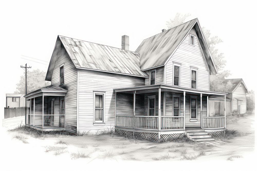 House and barn drawing sketch | Free Photo Illustration - rawpixel