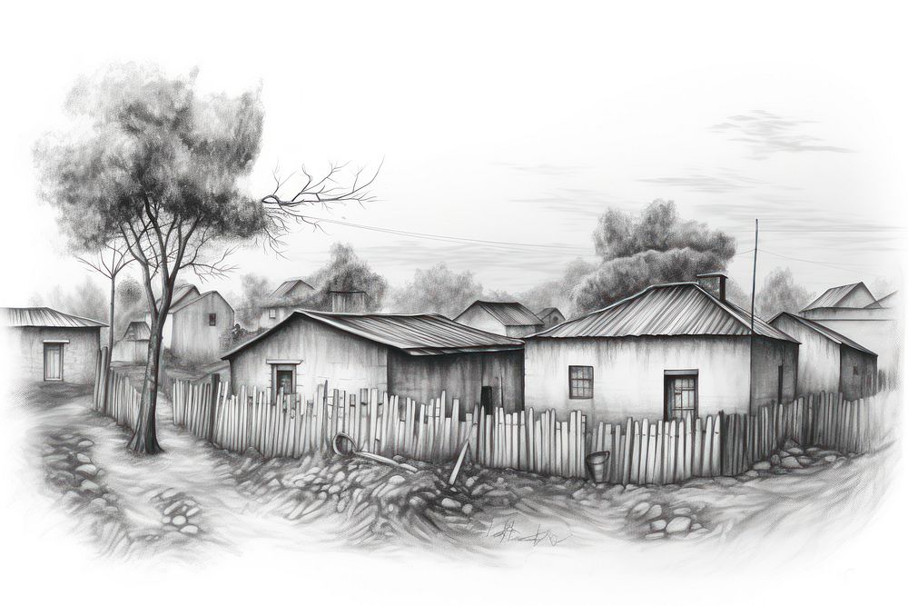 Small village drawing sketch architecture. | Premium Photo Illustration ...