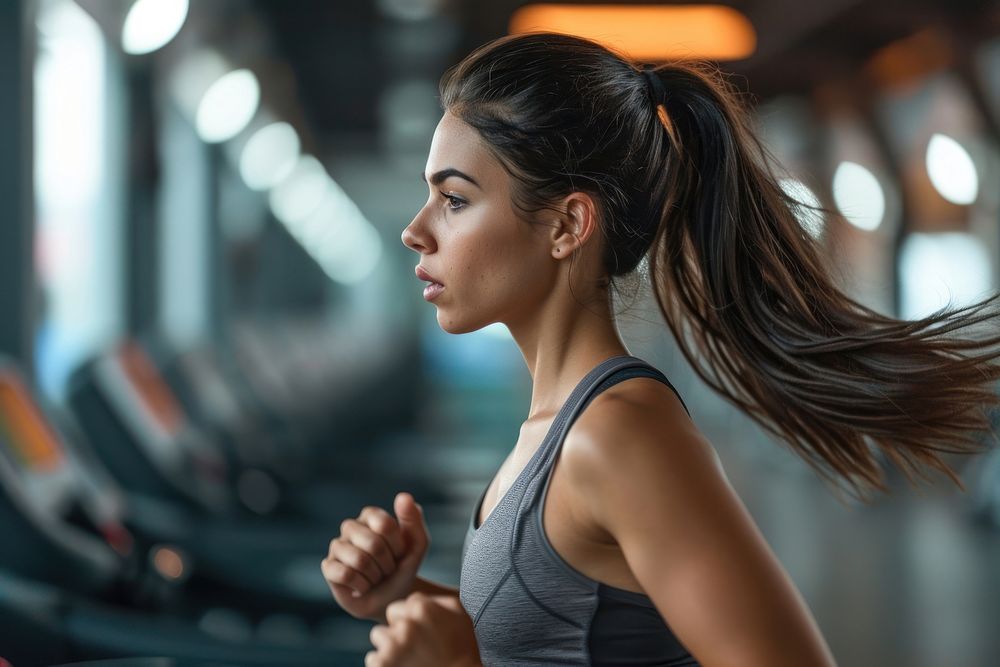Hispanic woman running adult gym | Premium Photo - rawpixel