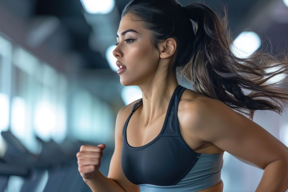 Hispanic woman running adult gym | Premium Photo - rawpixel