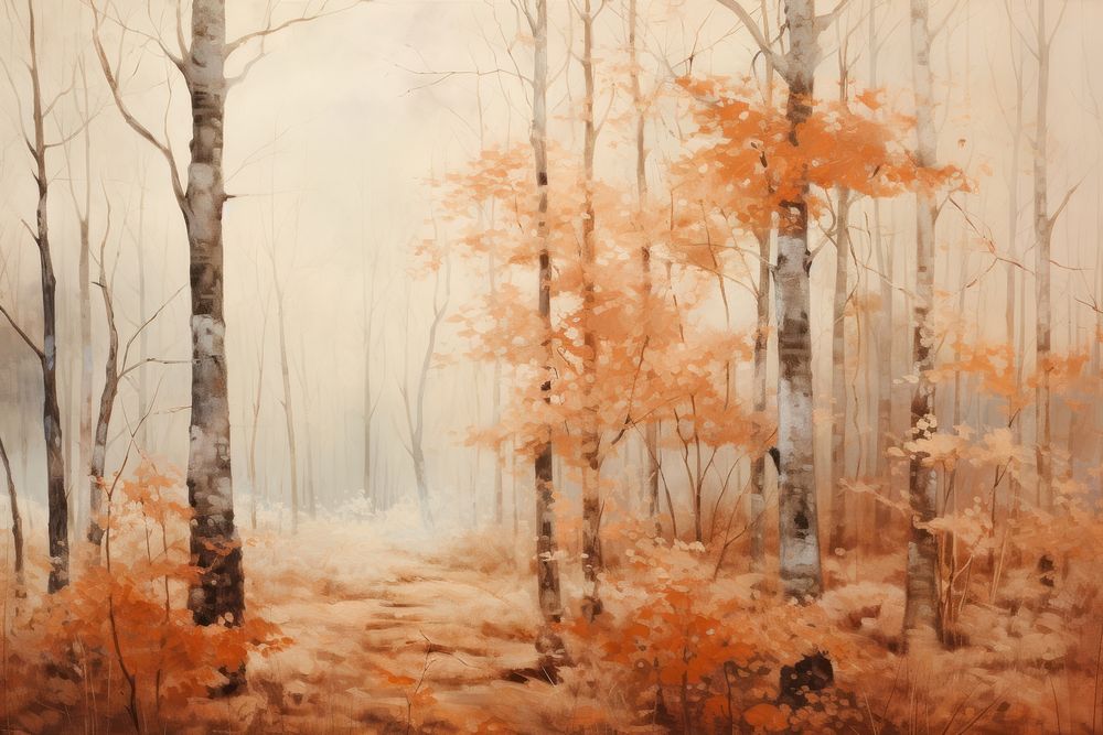 Maple tree forest painting backgrounds | Free Photo Illustration - rawpixel