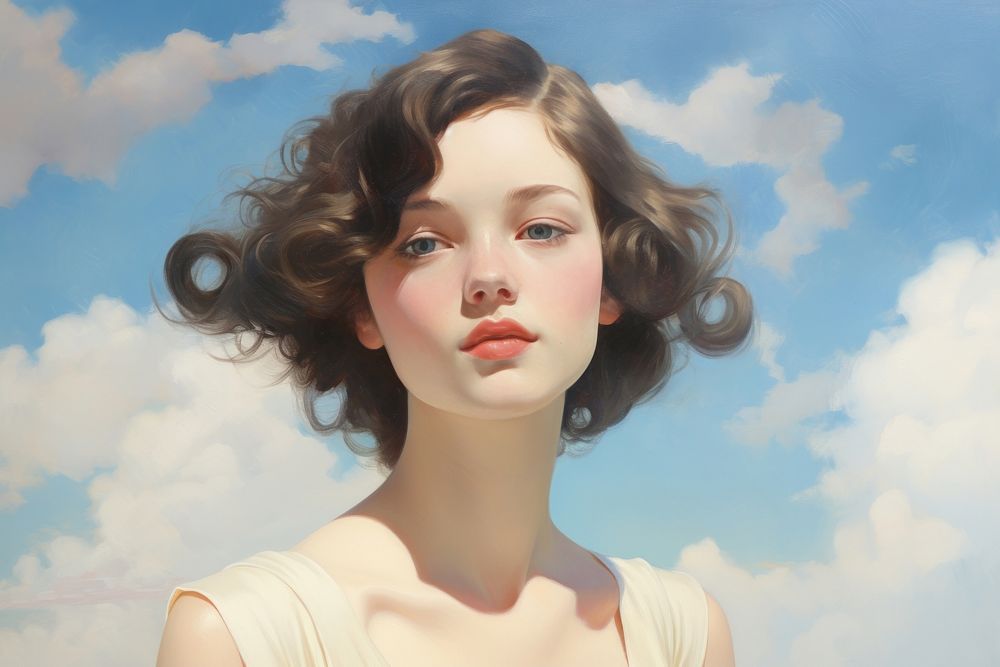 Blue sky painting portrait adult. | Premium Photo Illustration - rawpixel