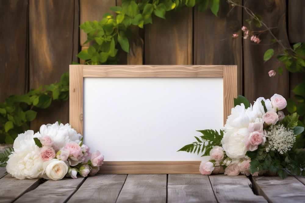 Blank wood sign flower decoration | Premium Photo - rawpixel