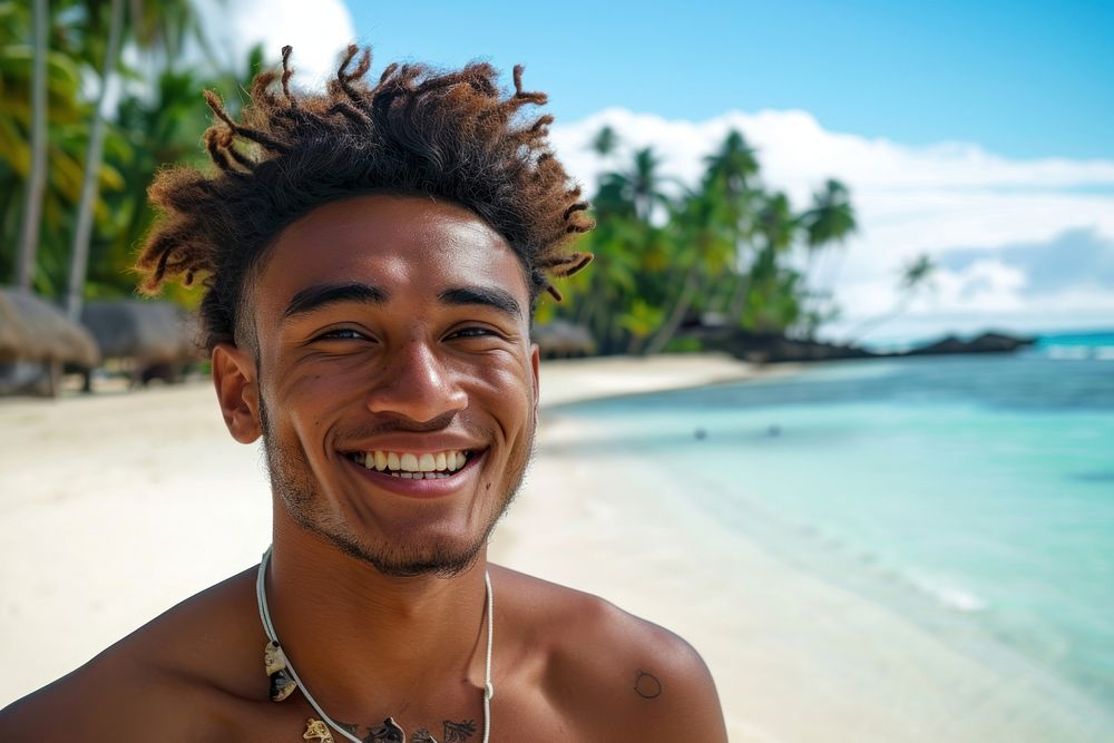 Pacific islander smiling beach smile | Free Photo - rawpixel
