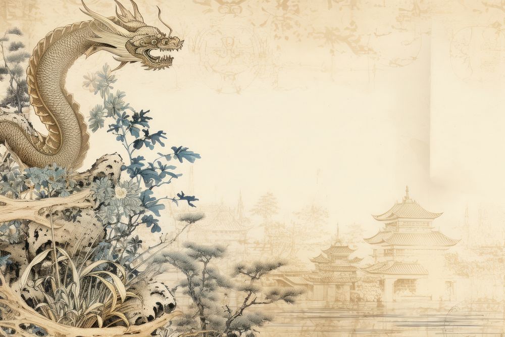 Gold chinese dragon border backgrounds | Free Photo Illustration - rawpixel
