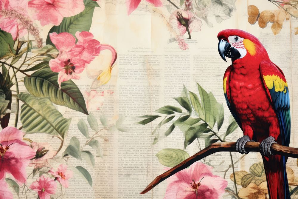 Parrot jungle border animal flower | Free Photo Illustration - rawpixel