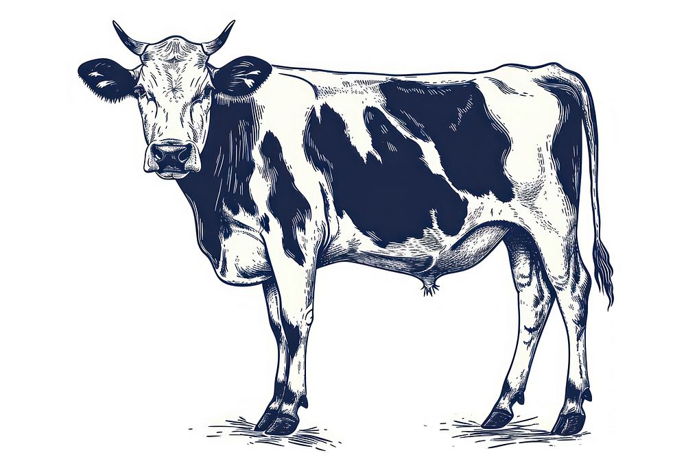 Antique cow livestock drawing cattle. | Free Photo Illustration - rawpixel