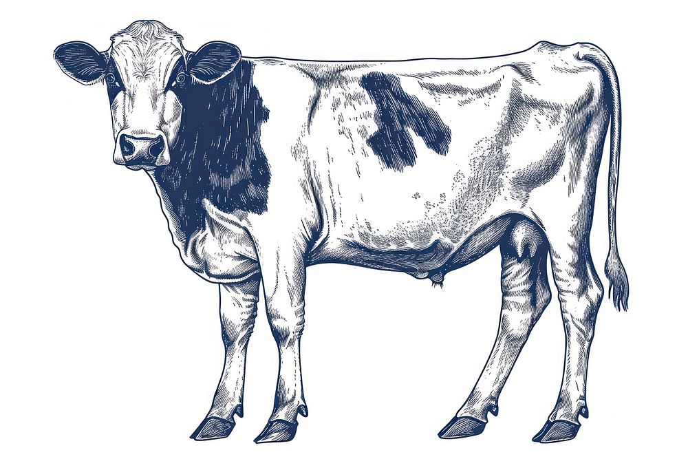 Antique cow livestock drawing cattle. | Premium Photo Illustration ...