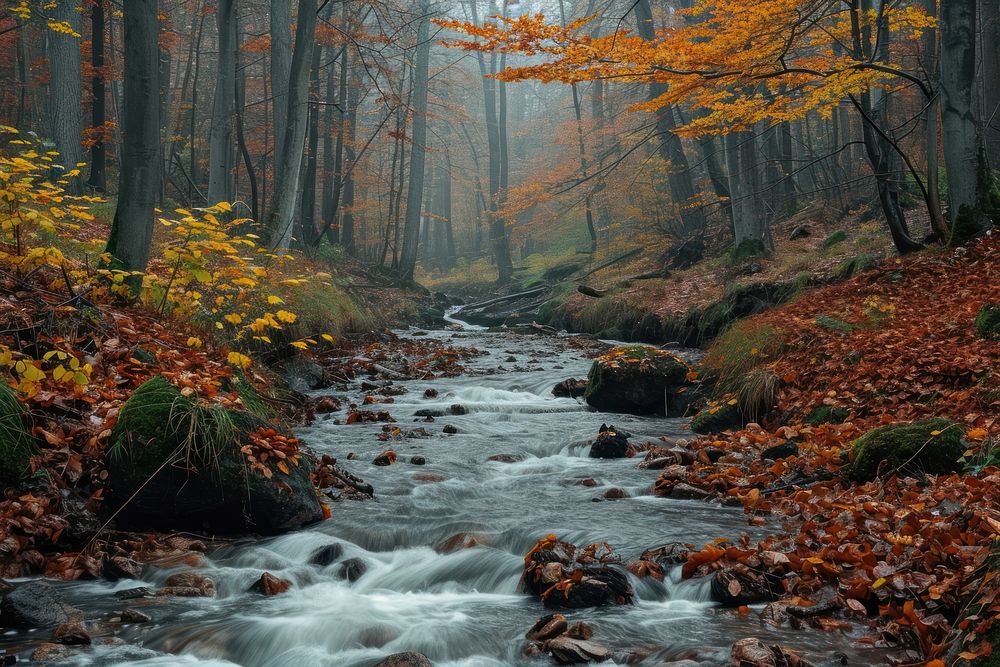 Autumn Stream Forest scenery photo | Free Photo - rawpixel