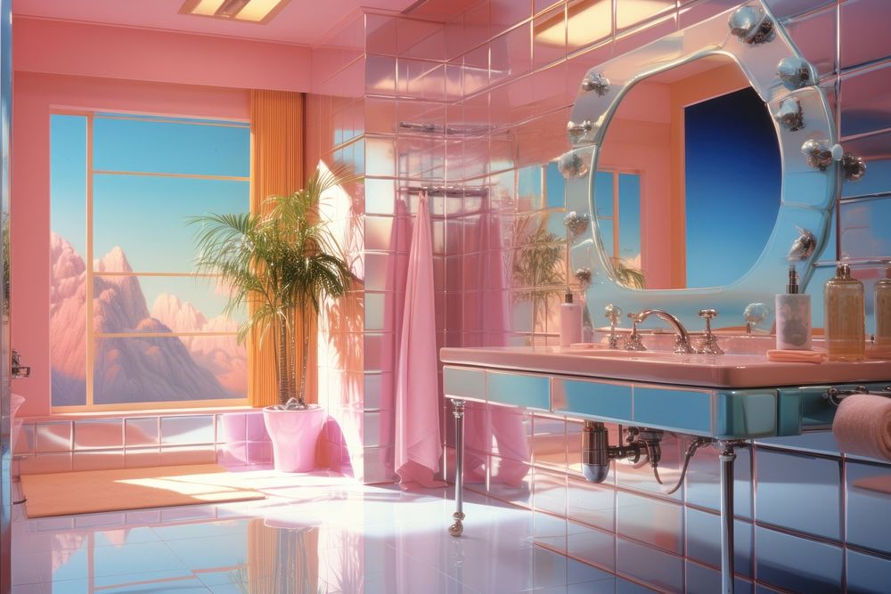 Bathroom reflection architecture building. | Premium Photo Illustration ...