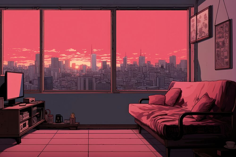 living room city architecture cityscape. | Premium Photo Illustration ...