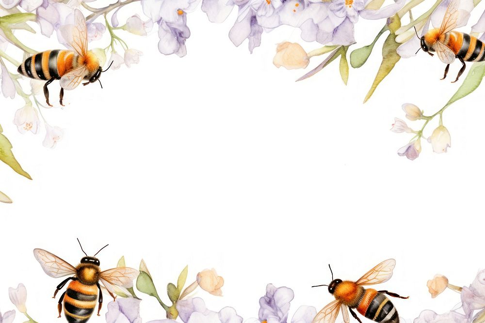 Painting bees border nature insect | Premium Photo Illustration - rawpixel