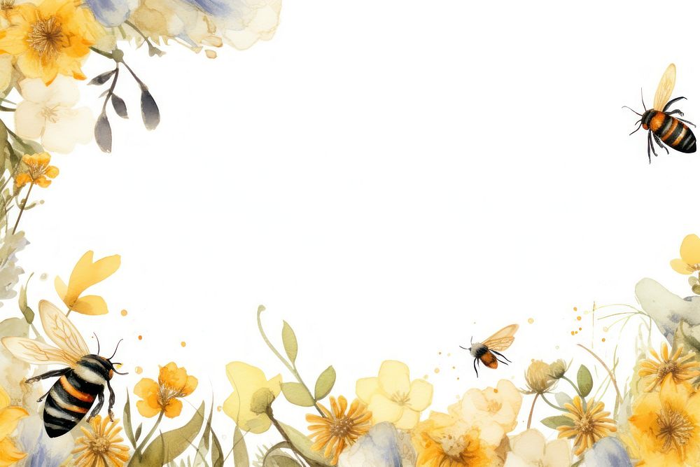 Painting bees border nature insect | Free Photo Illustration - rawpixel