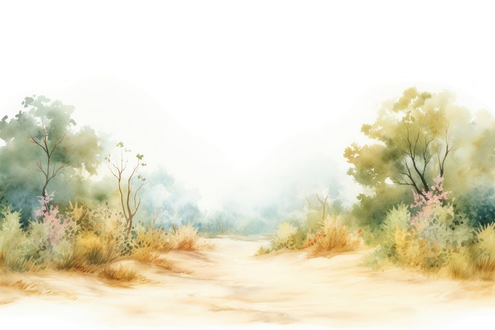 Bush border landscape outdoors painting. | Premium Photo Illustration ...