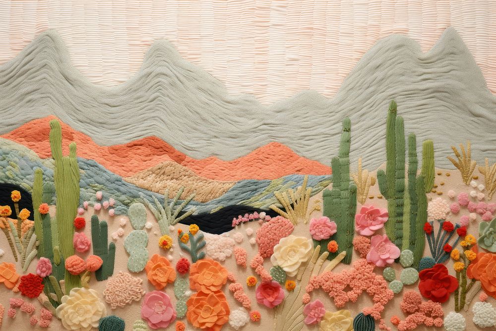 Desert embroidery quilting pattern | Free Photo - rawpixel