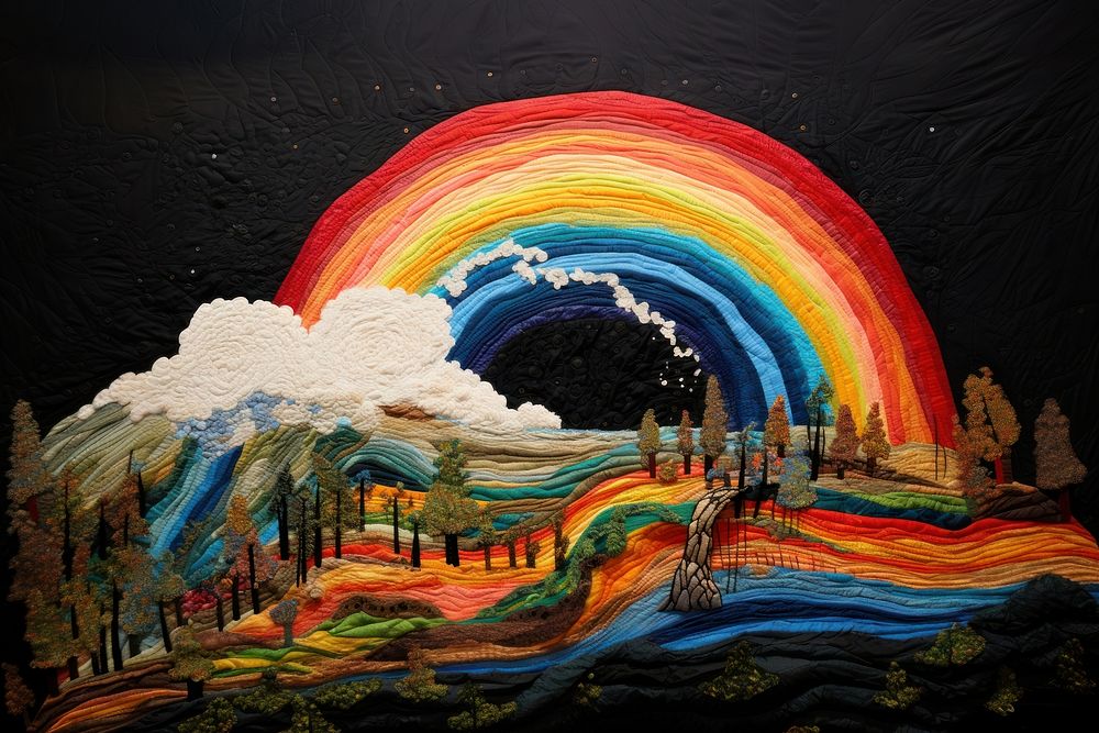 Rainbow landscape painting art. | Free Photo - rawpixel